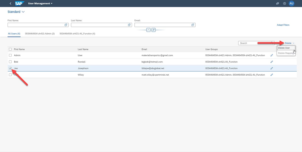 LBN User Management - Material Transport